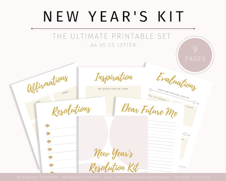 New Years Resolution Kit New Years Journal New Years Planner Printable ...