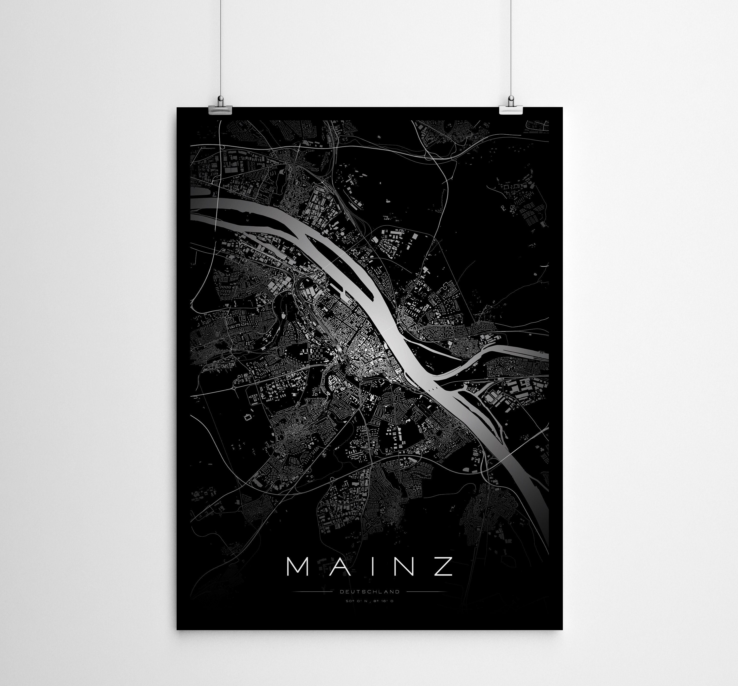 Mapa de la ciudad / Mapa de la ciudad Mainz | Etsy