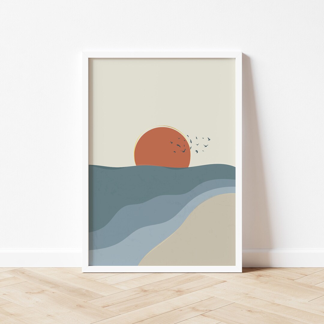 Poster Vintage Sun and Sea Beach Poster Scandinavian Wall Art Boho ...