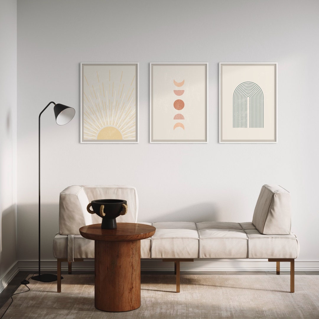 Set of 3 Boho Poster Mountains Skandi Scandinavian Wall Art Bohemian ...