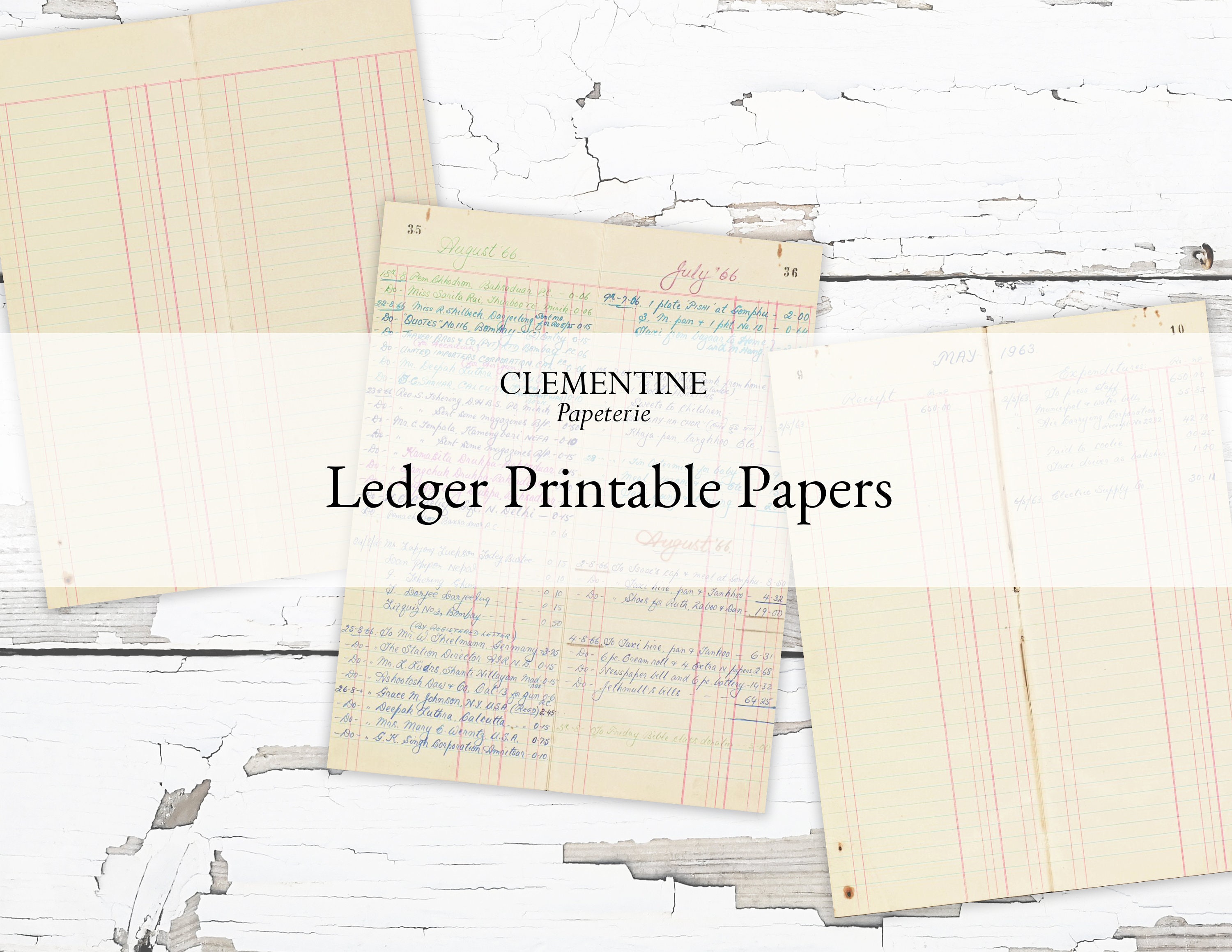 Ledger Printable Papers | Digital Paper | Scrapbooking and Junk Journal ...