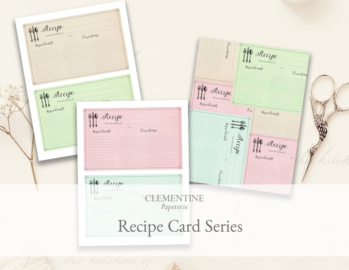 Recipe Cards Series Digital Recipe Cards | Etsy