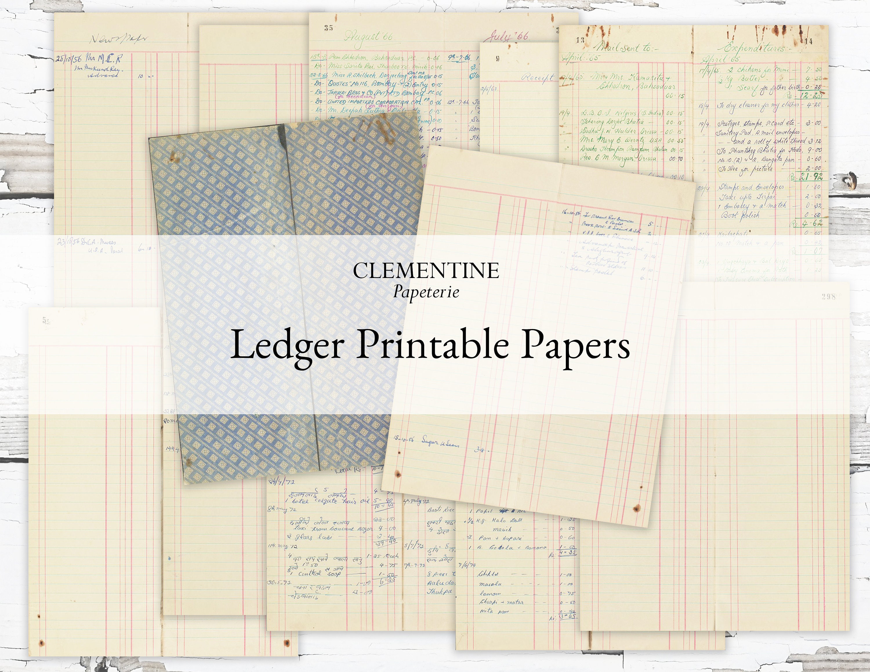 Ledger Printable Papers | Digital Paper | Scrapbooking and Junk Journal ...