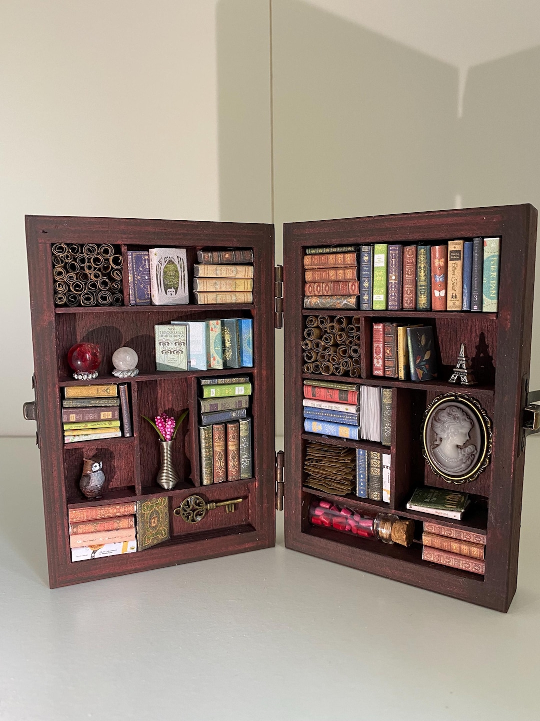 Miniature Library With Mini Books Miniature Book Nook Room - Etsy