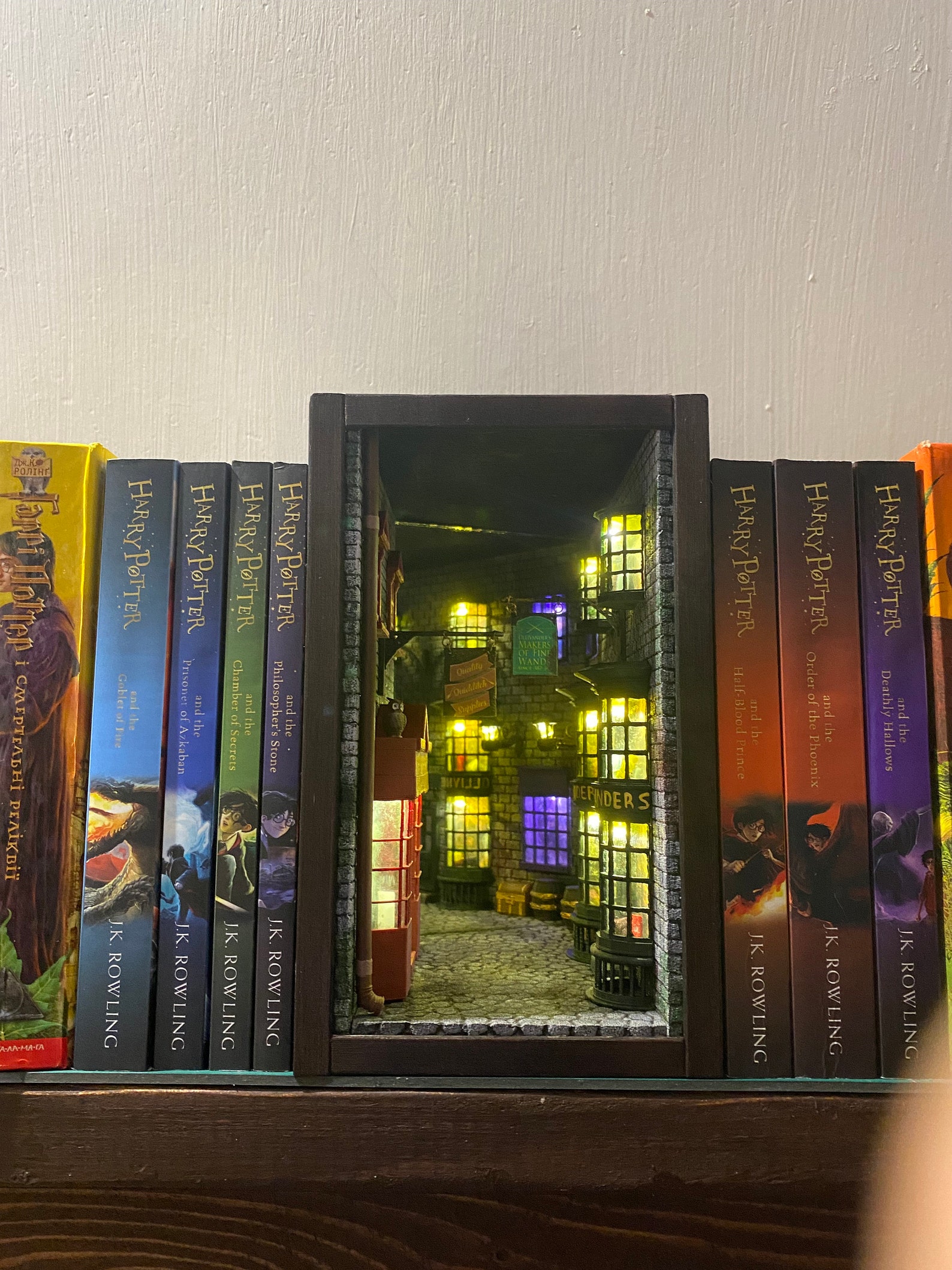 Book Nook Bookshelf Insert Magic Alley Book END Library Decor - Etsy