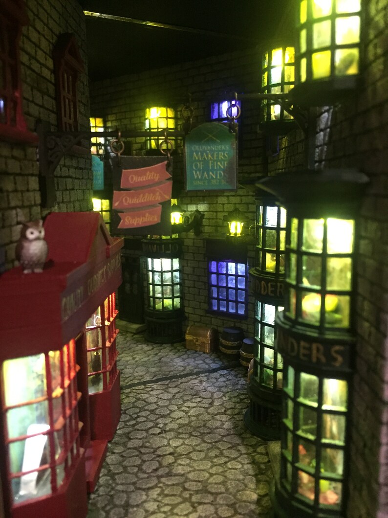 Book Nook Bookshelf Insert Magic Alley Book END Library Decor - Etsy