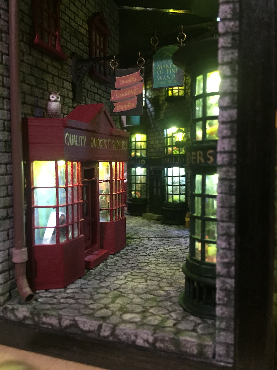 Book Nook Bookshelf Insert Magic Alley Book END Library Decor - Etsy