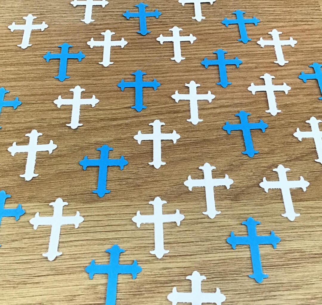 Blue & White Cross Confetti, Religious Table Decoration (150 Ct) - Etsy