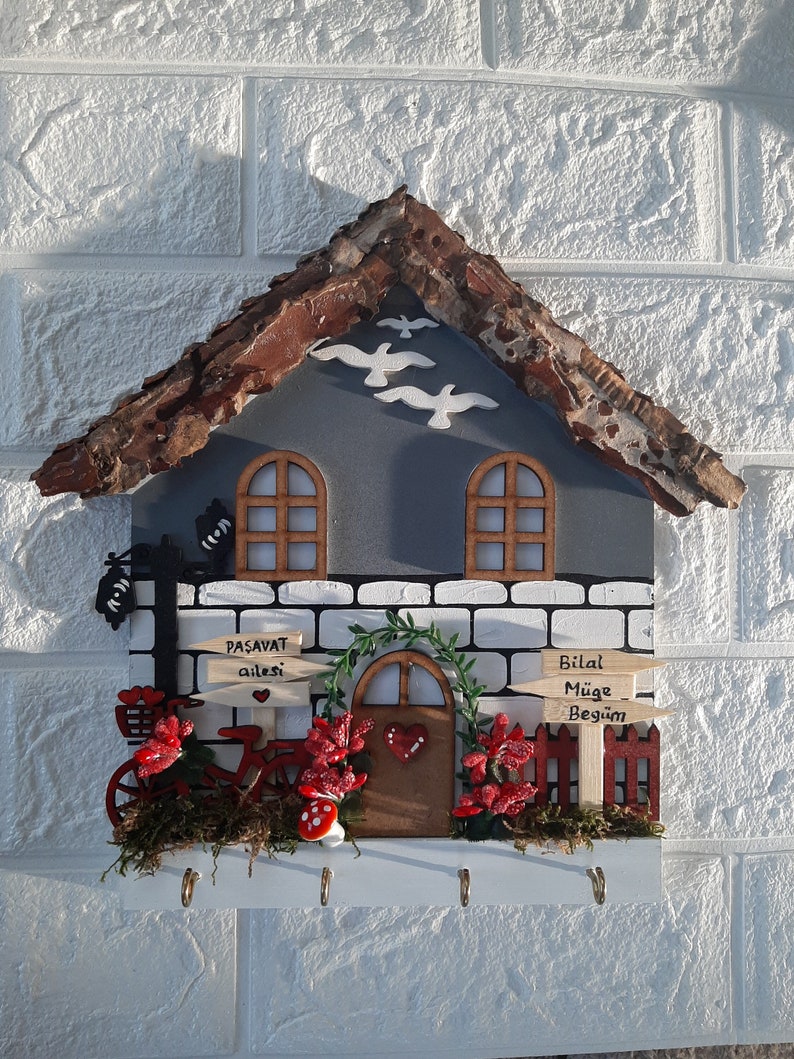 Spring Themed Red Flower Wooden Mdf Keychain Hanger With Ladybug - Etsy