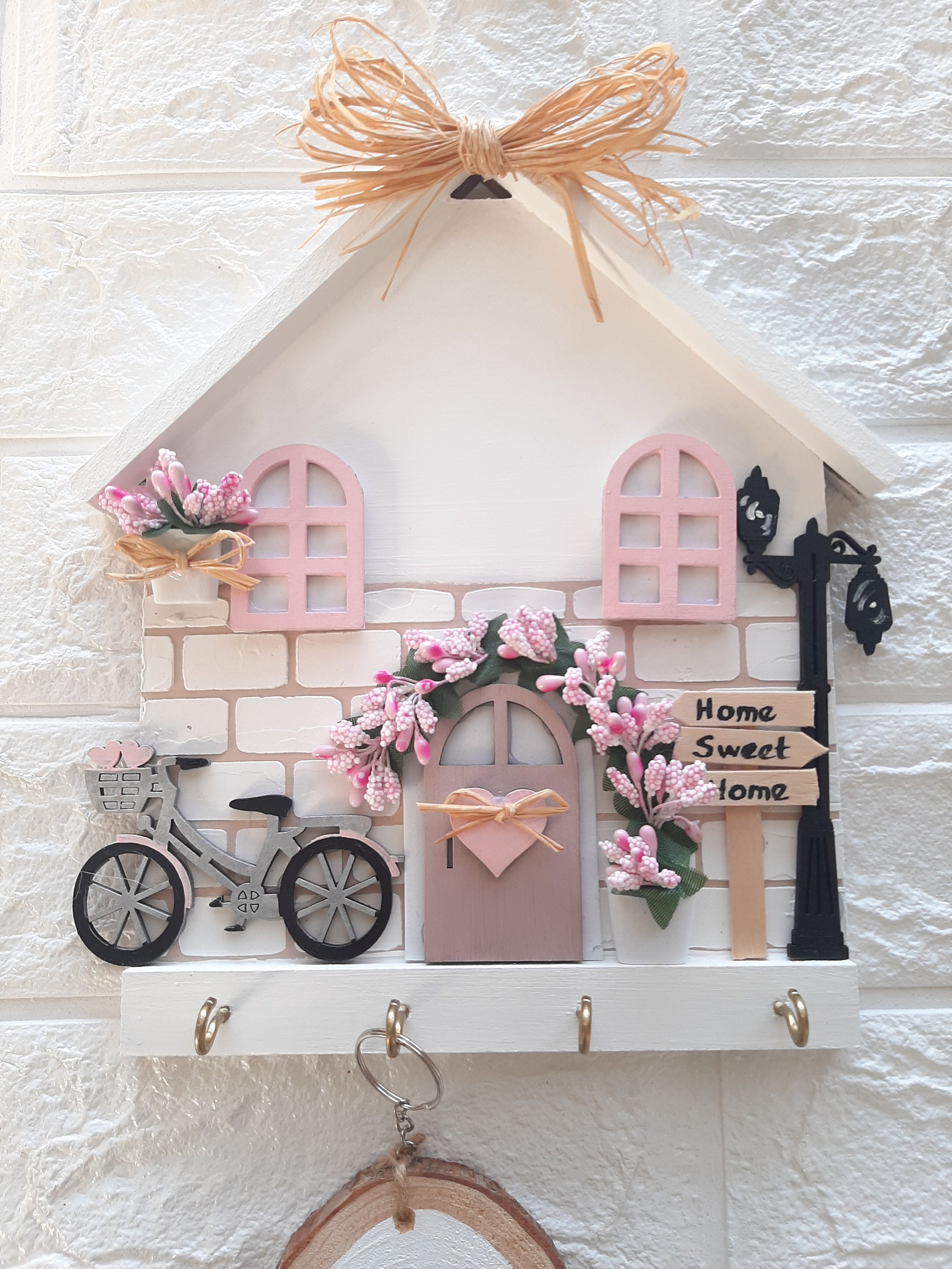 Spring Themed Red Flower Wooden Mdf Keychain Hanger With Ladybug - Etsy