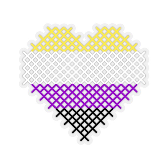 Non-binary Flag Cross Stitch Design Sticker - Etsy