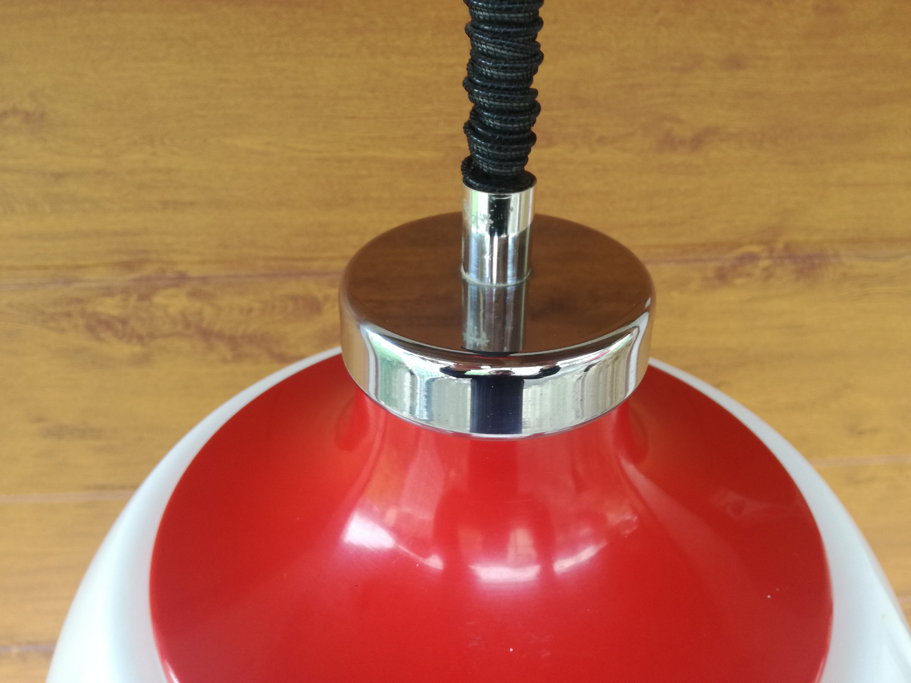 1970s Pendant Lamp / Vintage 70s Red and White Ceiling Lamp / - Etsy