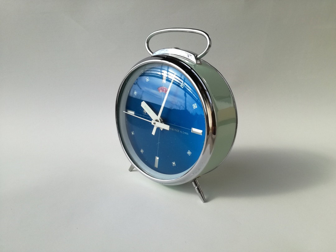 Atomic Age Alarm Clock / Vintage Mechanical Wind Clock / 1960s Golden ...