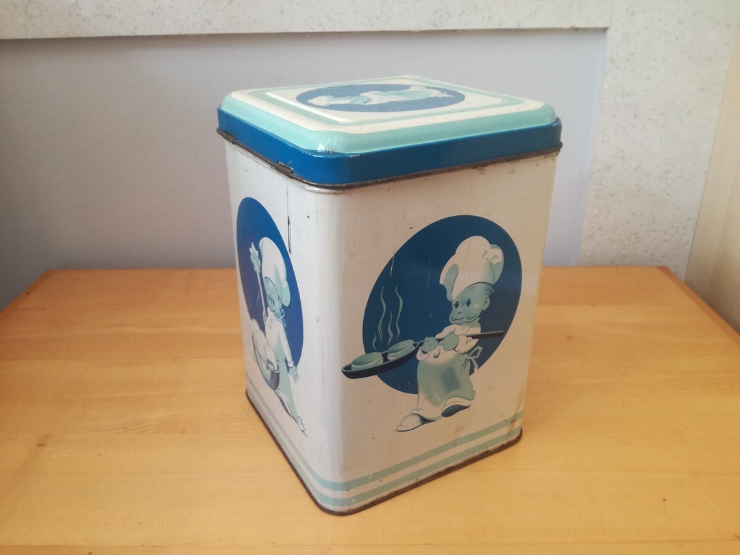 Vintage Saturnus Ljubljana Tin Box / Kuharcek - Boy Chef Storage Box ...