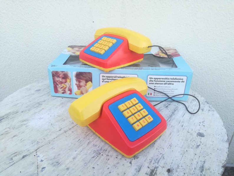 Vintage Toy Telephone Set Geobra / 1990s Memphis Style Telephone Toy ...