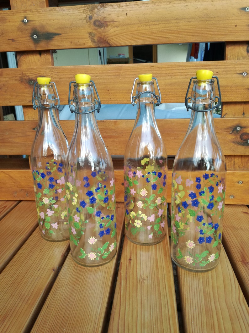 1 of 4 Cerve Italy Flip Top Bottle With Floral Print - Etsy