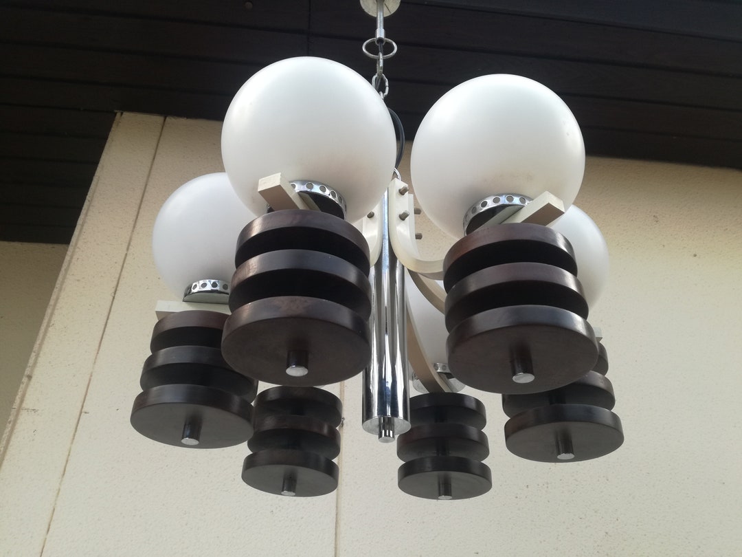 70s Space Age Chandelier / Vintage Ceiling Lamp / Modernist Pendant ...
