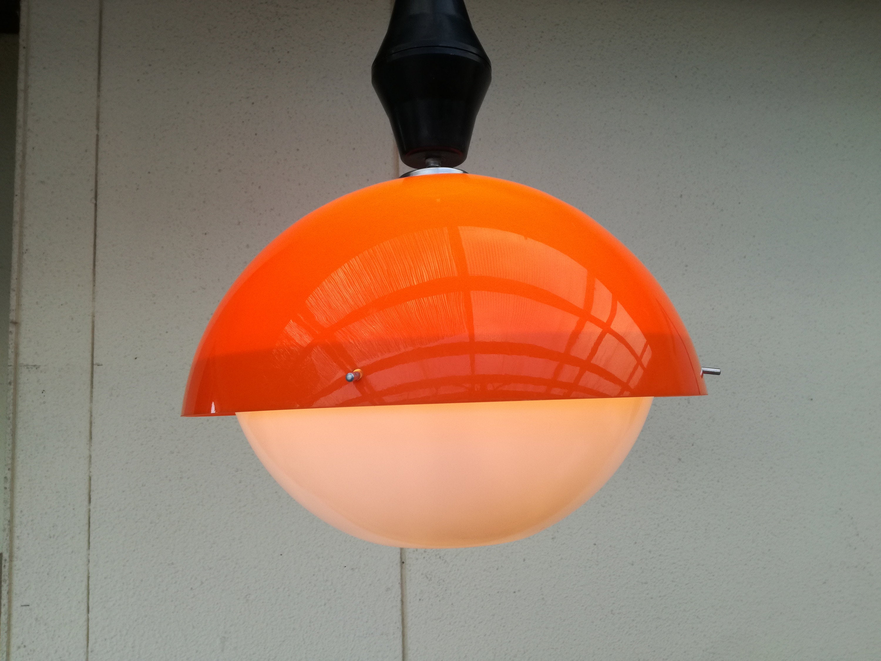 1970s Space Age Pendant Lamp / Vintage Orange and White Light / Mid ...