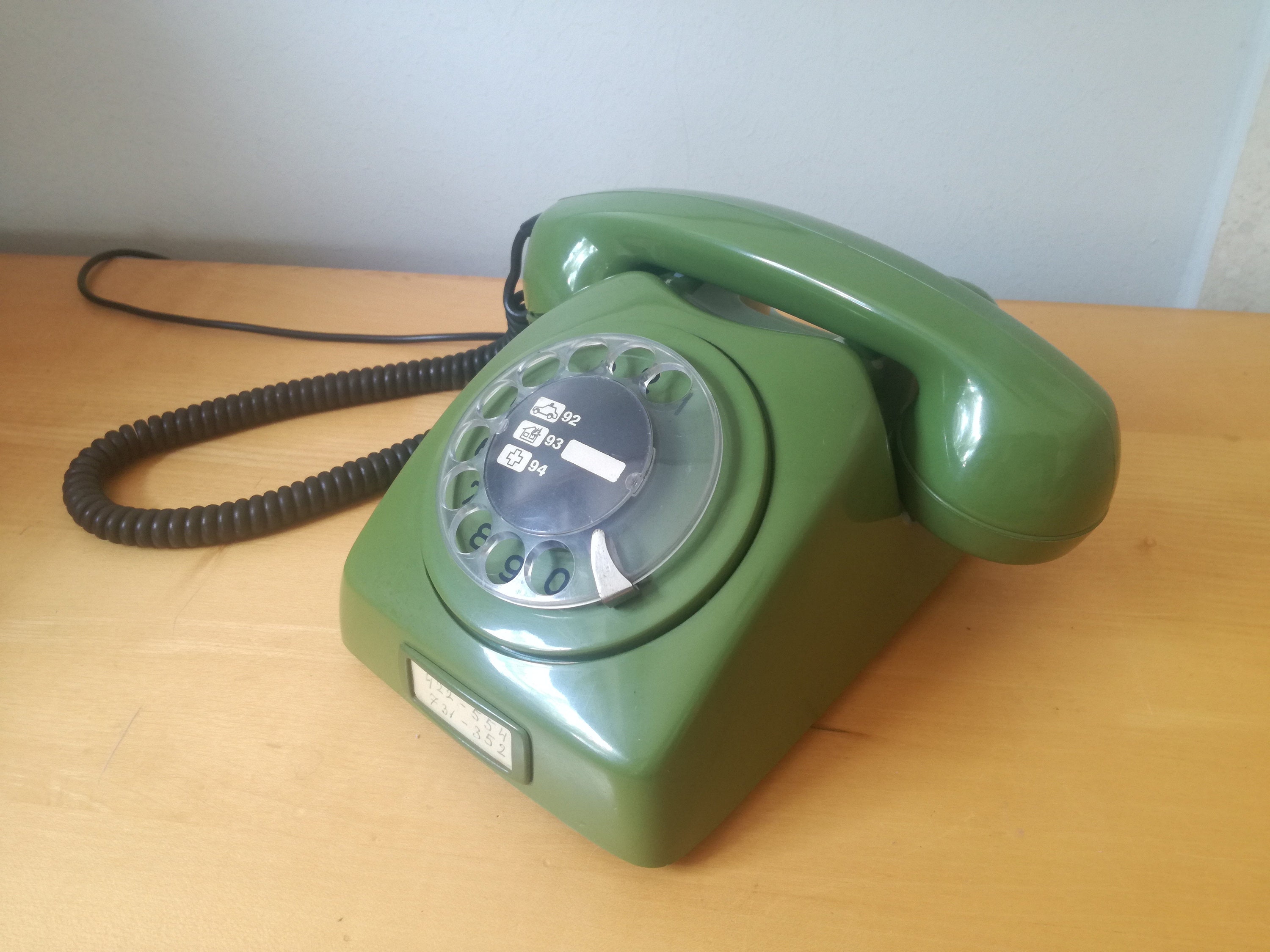 1980s Rotary Dial Telephone EI Niš ATA 80 / Vintage Green Plastic ...