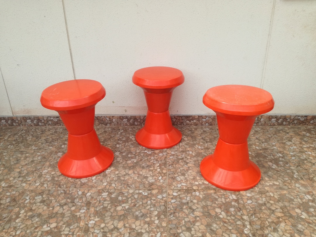 70s Plastic Stools Giganplast Italy / 1970s Picnic Stool Set / Orange ...