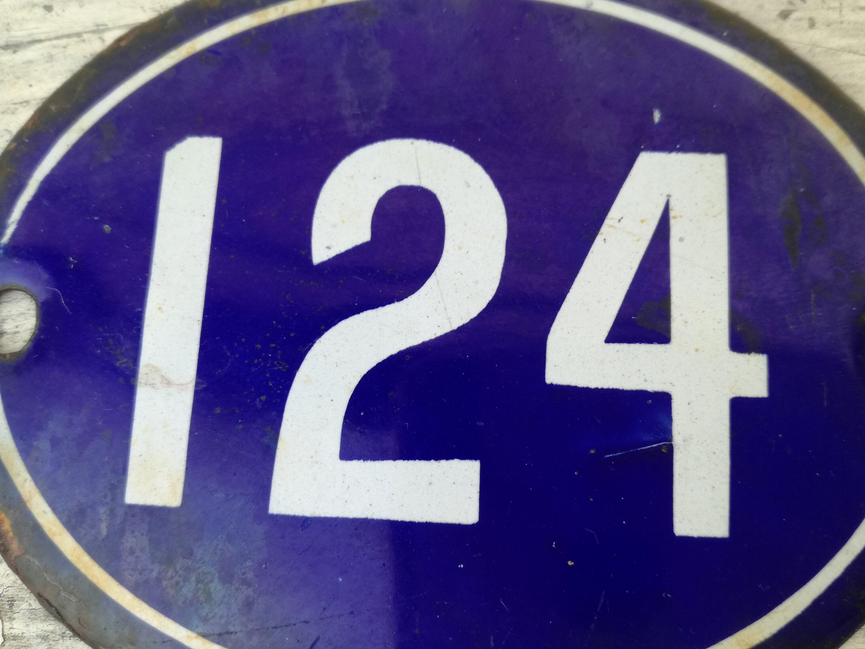 Vintage Hotel Room Enameled Door Number / Room 124 Enamel Number / Pre ...