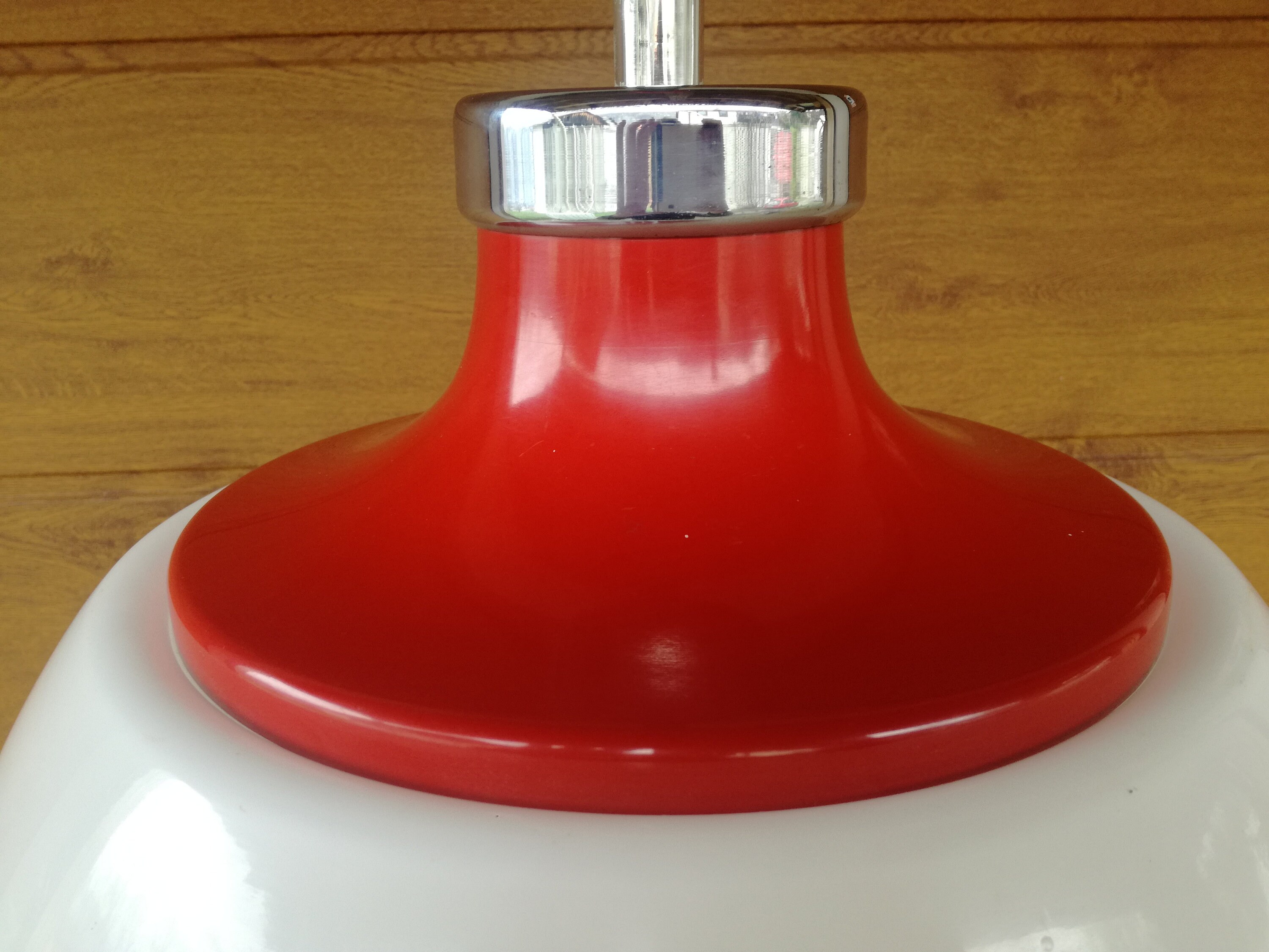 1970s Pendant Lamp / Vintage 70s Red and White Ceiling Lamp / Mid ...