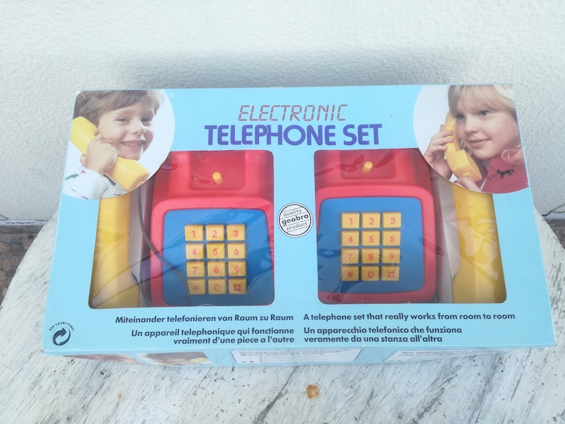 Vintage Toy Telephone Set Geobra / 1990s Memphis Style Telephone Toy ...