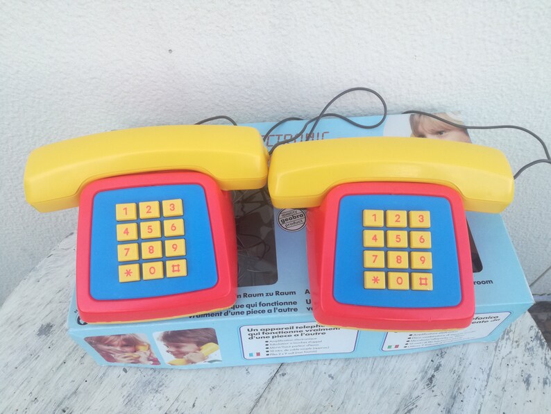 Vintage Toy Telephone Set Geobra / 1990s Memphis Style Telephone Toy ...