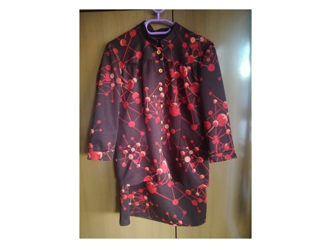 70s Diolen Loft Two Piece Dress / 1970s Mod Pattern Women Dress / Brown ...