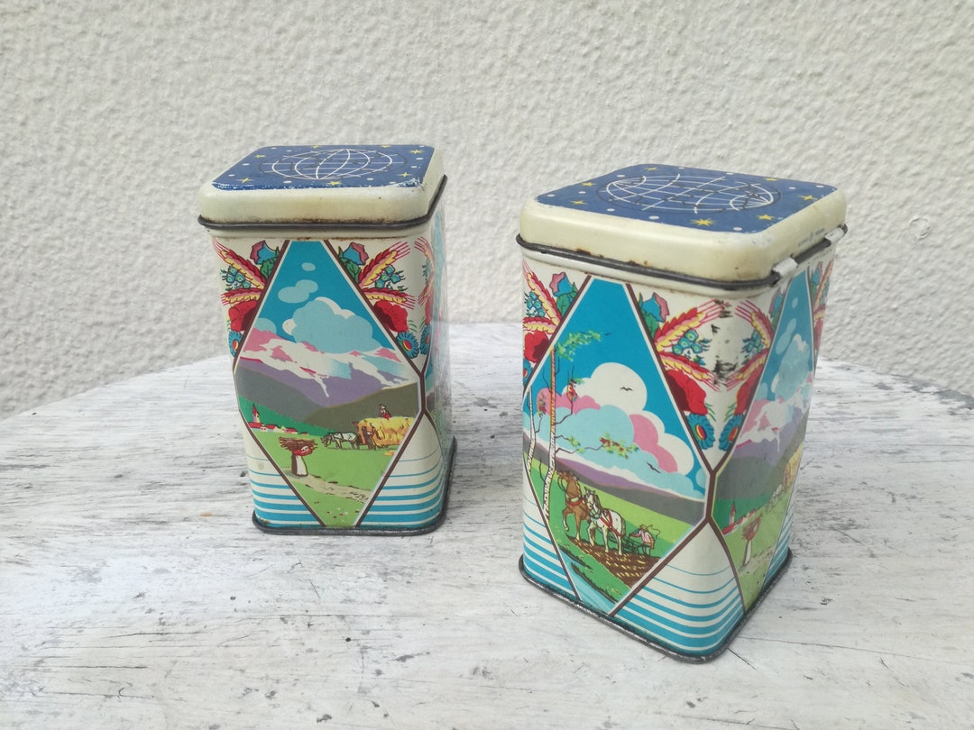 1960s Tin Container / Saturnus Tin Box Made in Yugoslavia / 60s Vintage ...