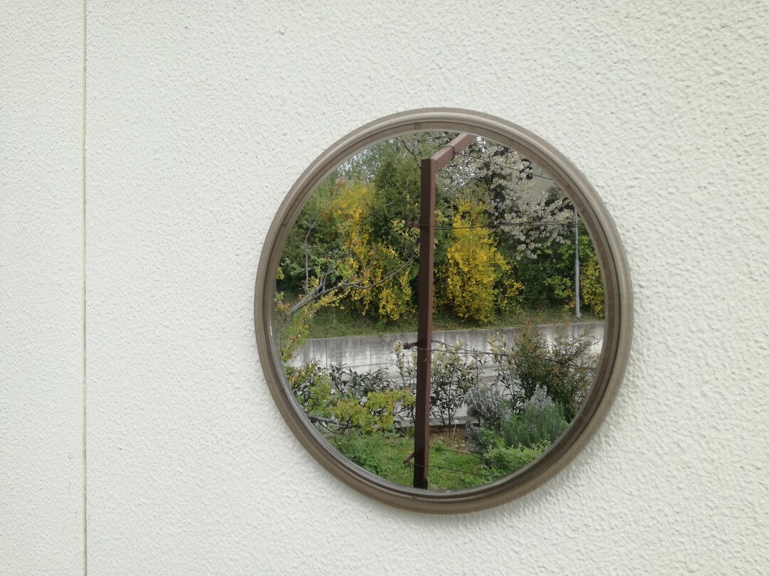 80s Mirror / 1980s Round Wall Mirror / Transparent Plastic Frame ...