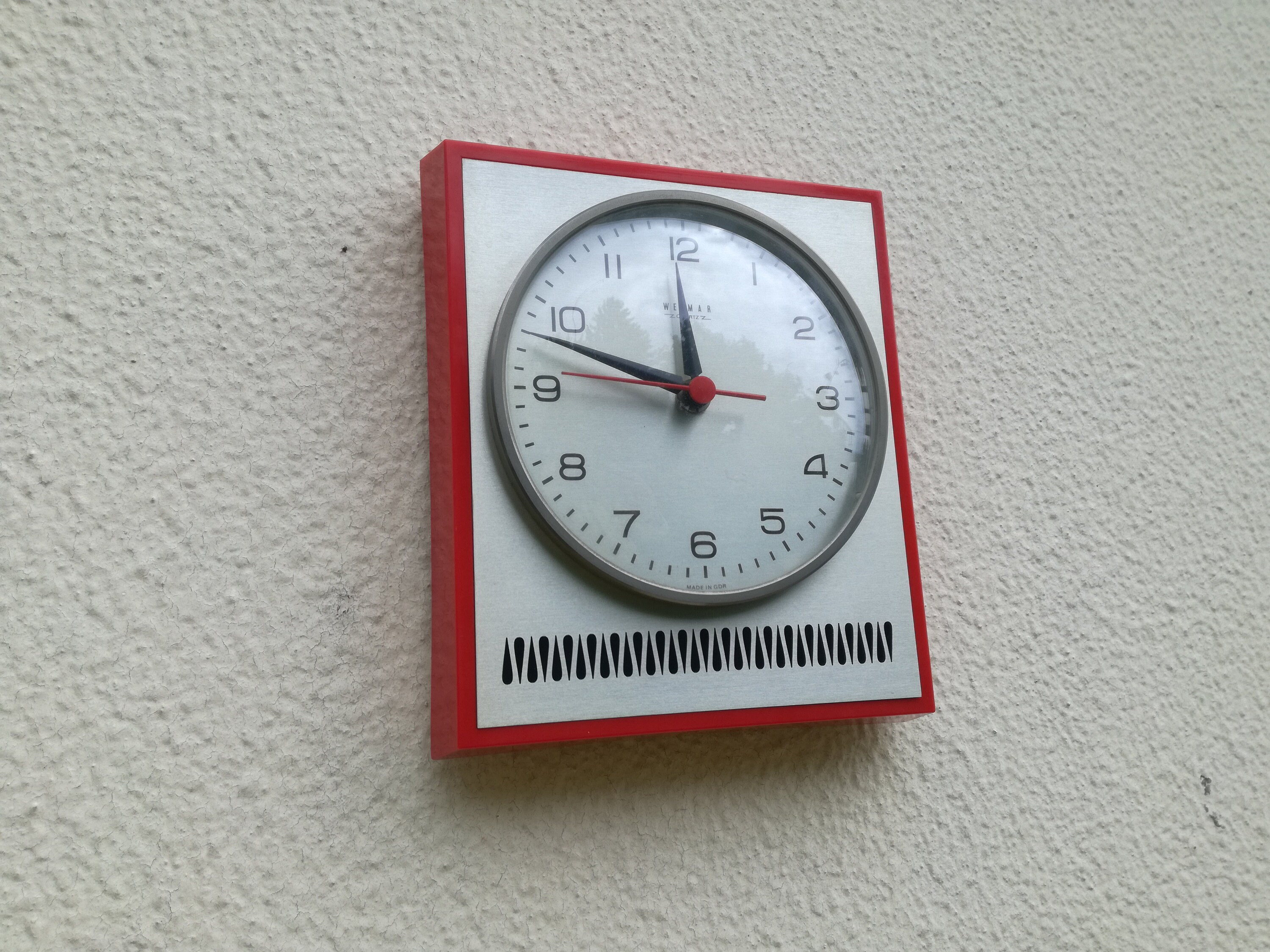 1960s Wall Clock Weimar, Made in DDR / 60s Red Plastic Clock / Mid ...