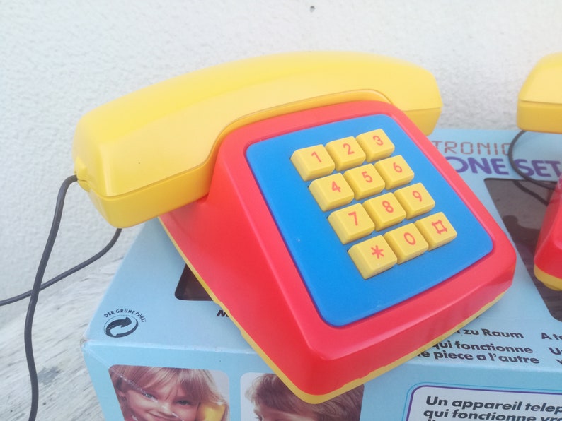 Vintage Toy Telephone Set Geobra / 1990s Memphis Style Telephone Toy ...