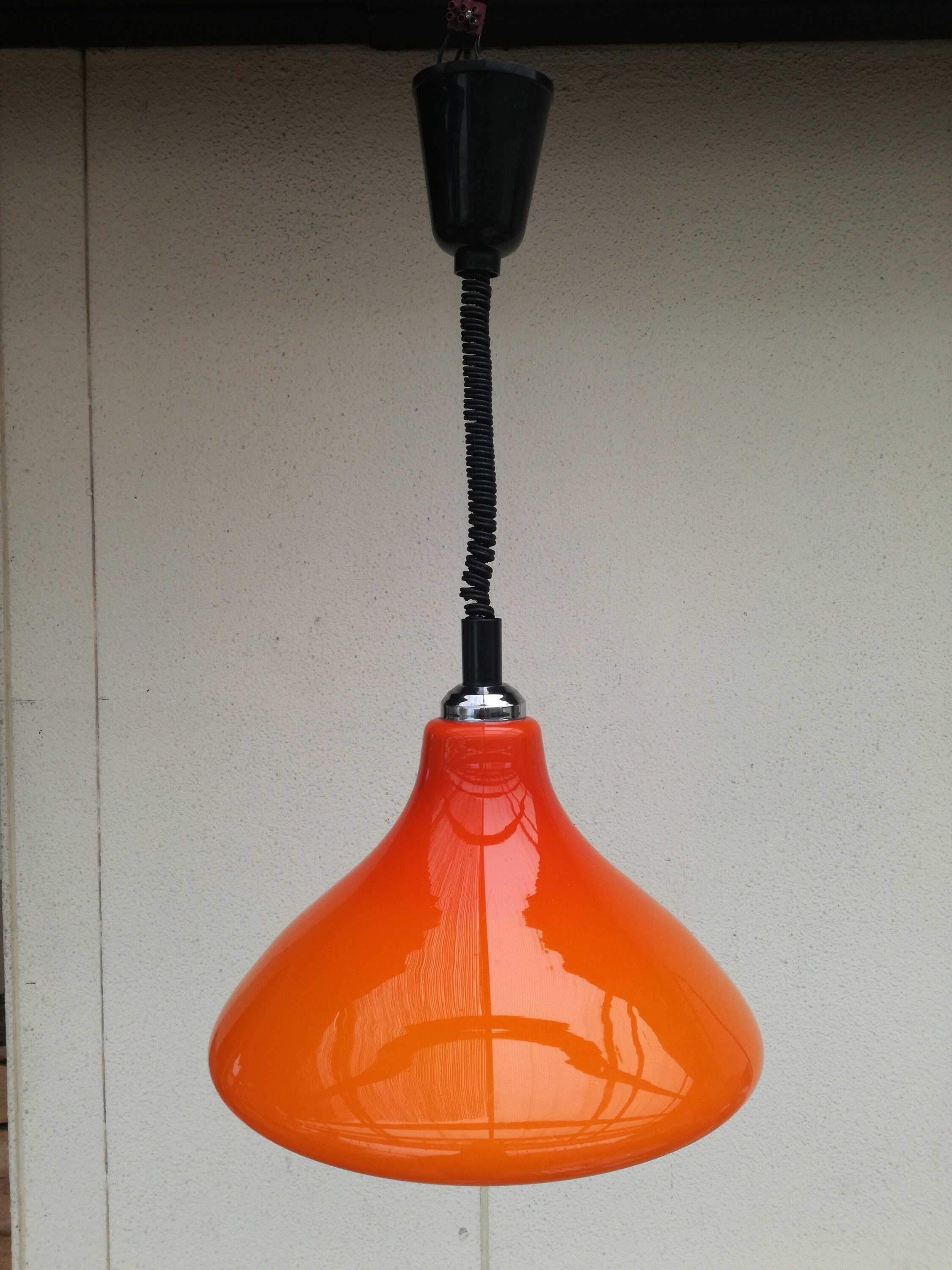 70s Orange Glass Lamp / 1970s Space Age Lighting / 70s Mod Lamp / Space ...