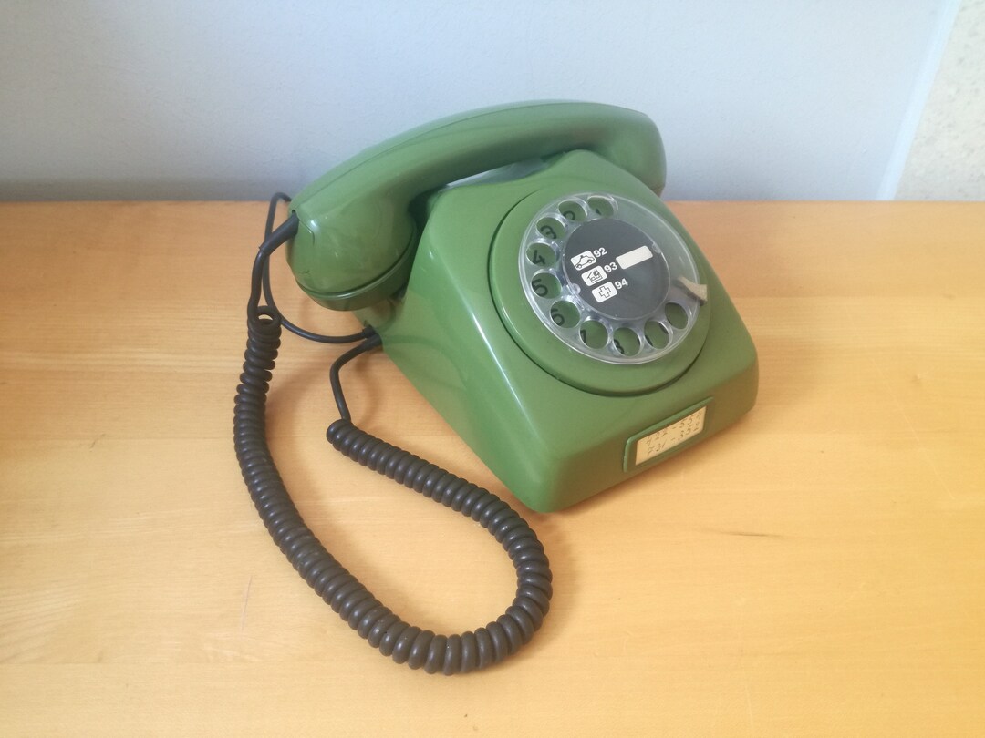 1980s Rotary Dial Telephone EI Niš ATA 80 / Vintage Green Plastic ...