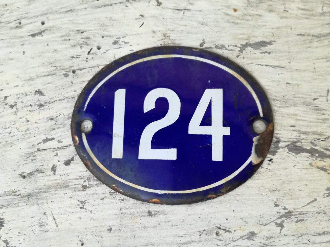 Vintage Hotel Room Enameled Door Number / Room 124 Enamel Number / Pre ...