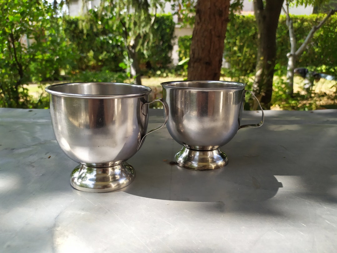 Set 2 Pcs Vintage Large Metal Cups, Retro Travel Cups, Camping Cups ...