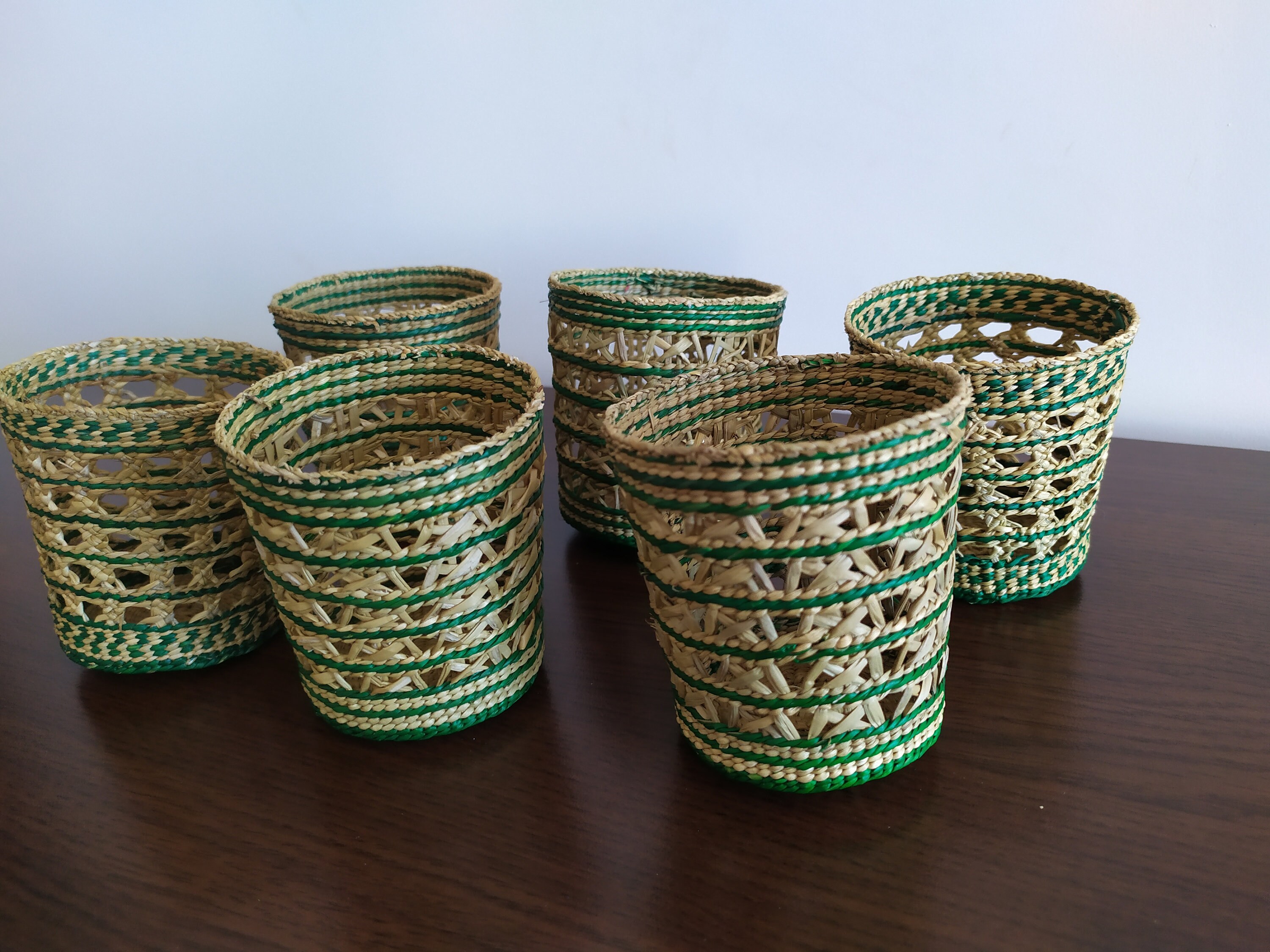 Vintage Cup Holders, Rattan Beverage Cup, Rattan Cup Holder, Vintage ...