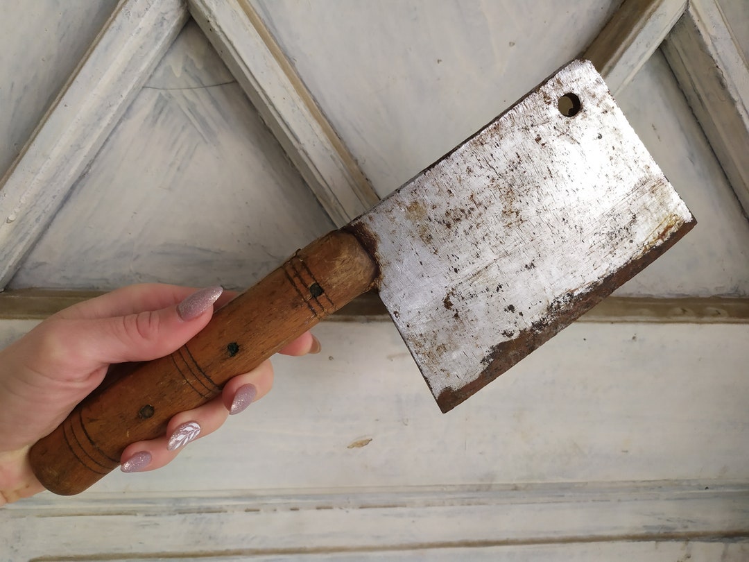 Big Cleaver, Old Vintage Cleaver,rusty Cleaver, Vintage Meat Cutting ...