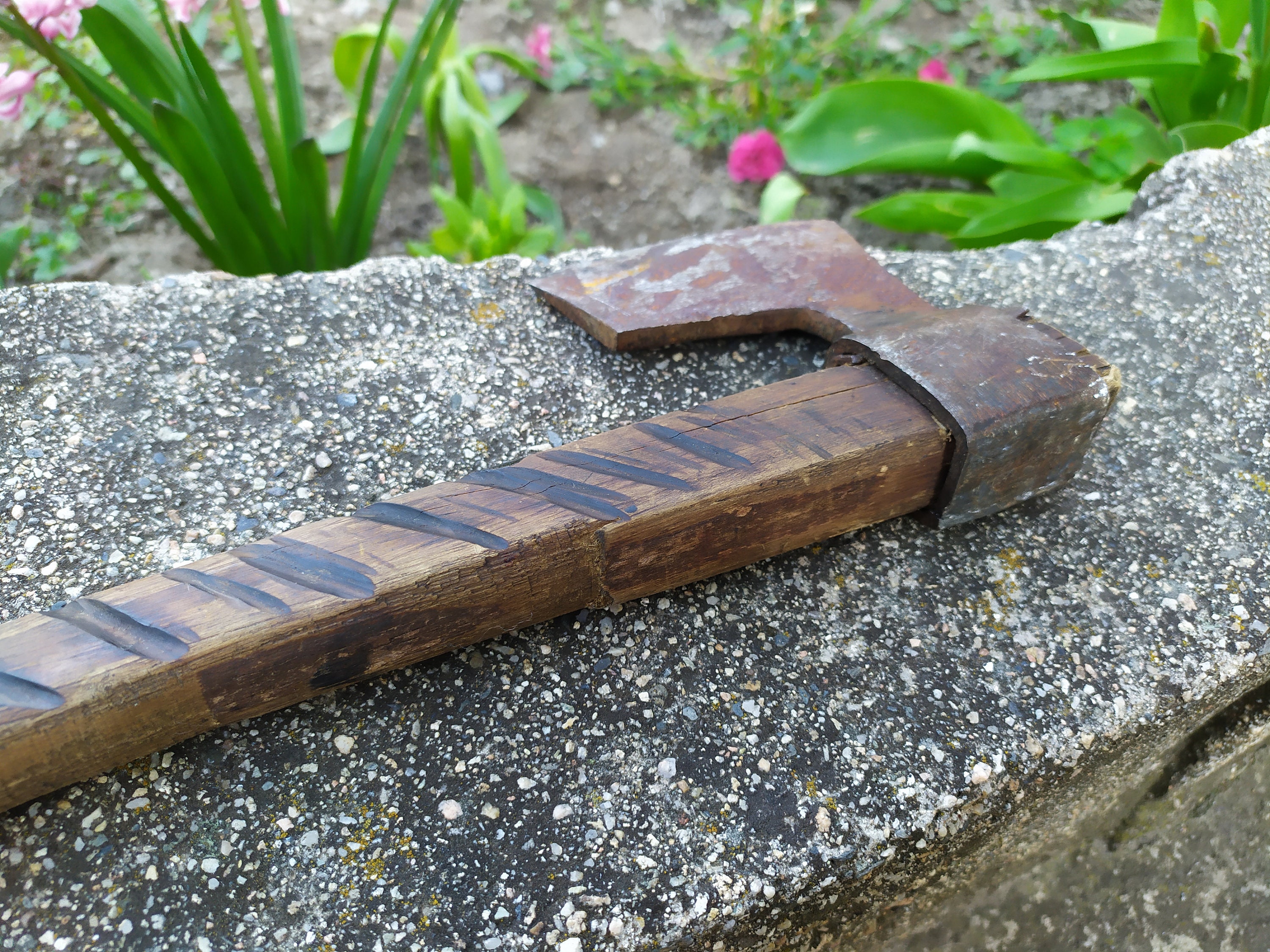 Antique Ax, Primitive Battle Ax, Tribal Ax, Rusty Ax, Long Wooden ...