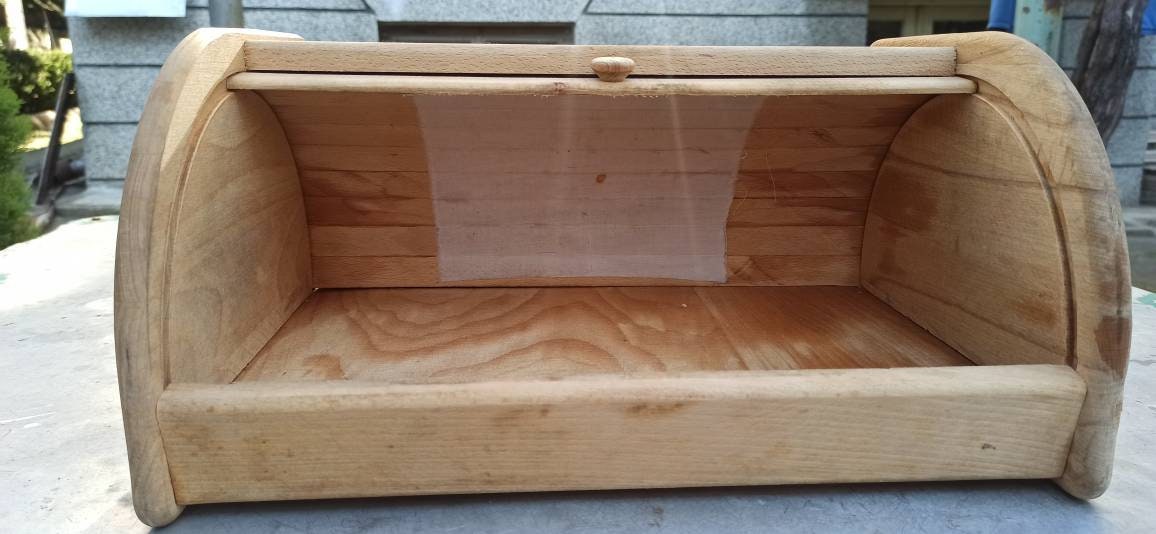 Vintage Wooden Bread Box Bread Box for Kitchen Counter Bread Storage Box Antique Bread Storage ...