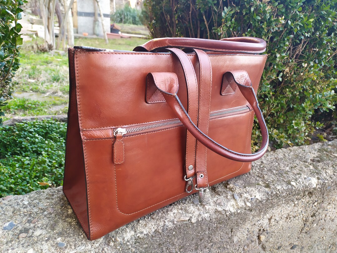Vintage Large Women's Shoulder Bag, Genuine Leather Women's Bag, Brown ...