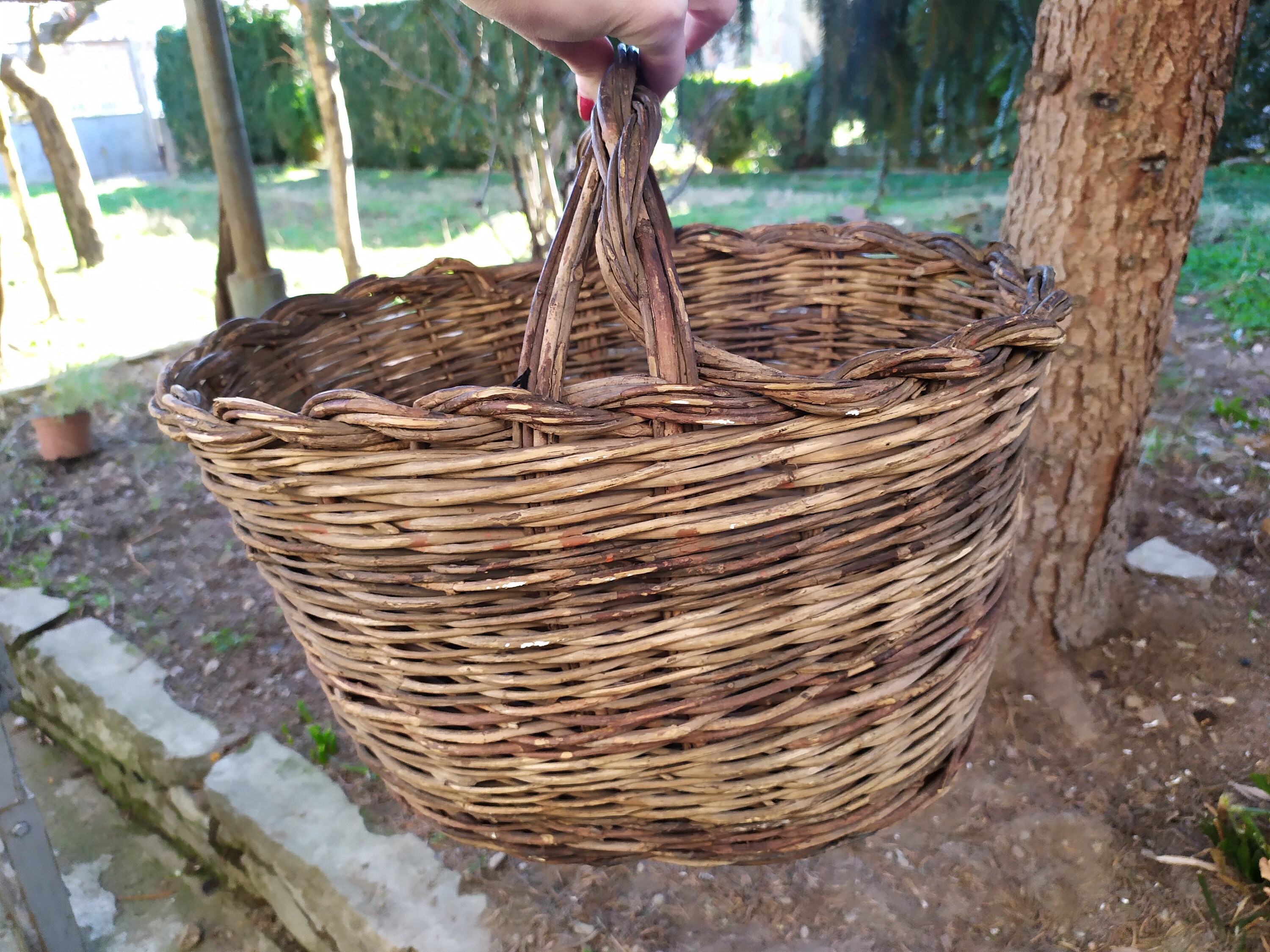 Vintage Rural Large Wicker Basket,wooden Basket, Rural Wicker Basket ...