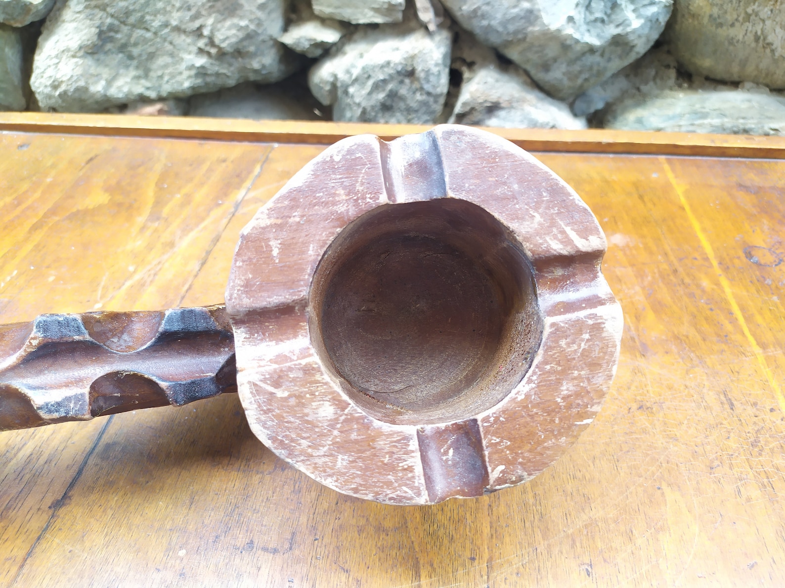 Large Wood Ashtray Tobacco Pipe, Hand Carved Wood Ashtray, Vintage ...