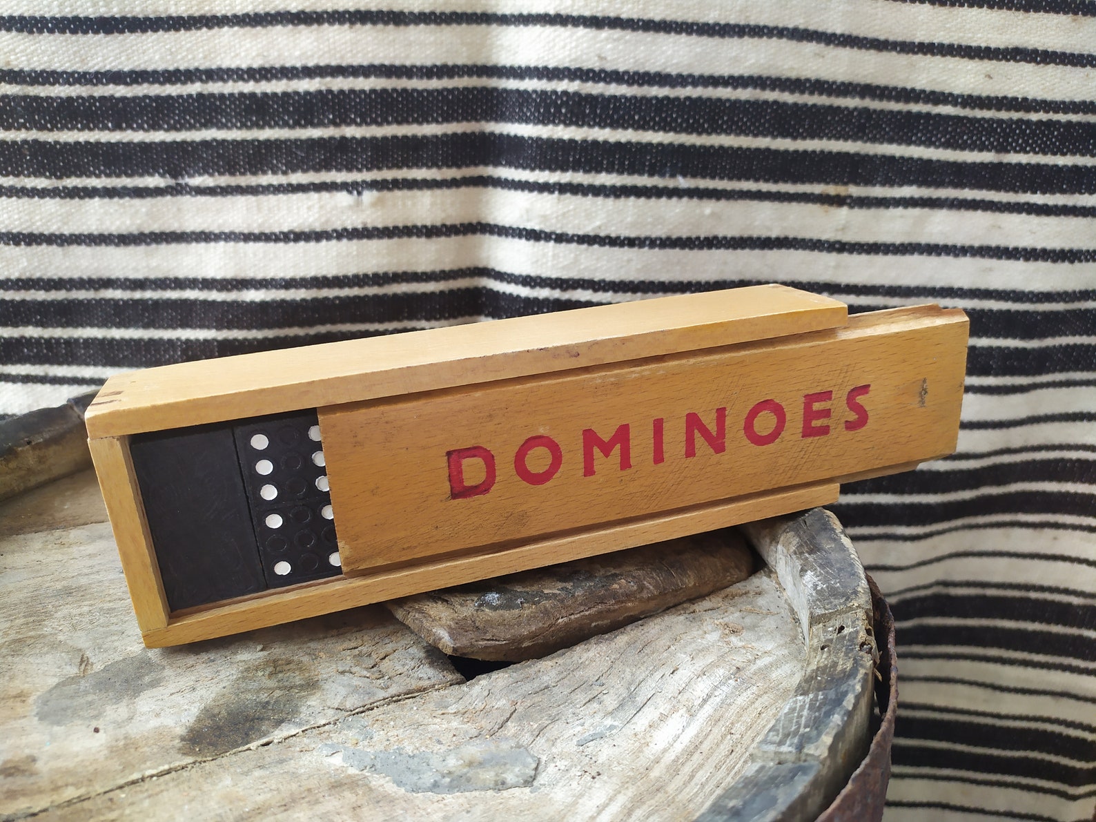 Vintage Domino, Domino Set in Wooden Box, Old Domino, Vintage Decor - Etsy