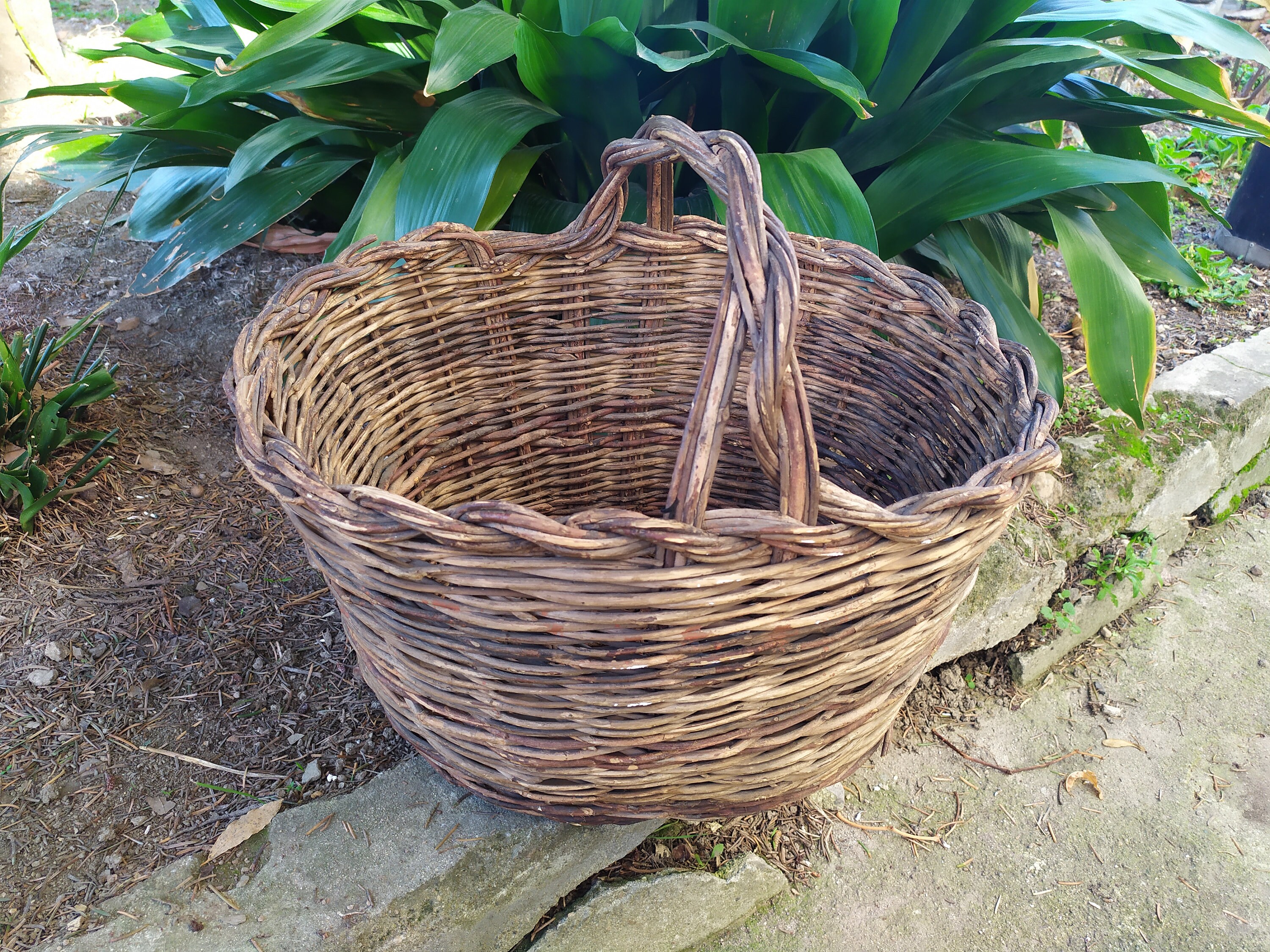 Vintage Rural Large Wicker Basket,wooden Basket, Rural Wicker Basket ...