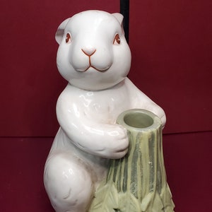 Vintage-1990s-dept 56-ceramic-bunny Rabbit-taper Candle Stick Holder ...
