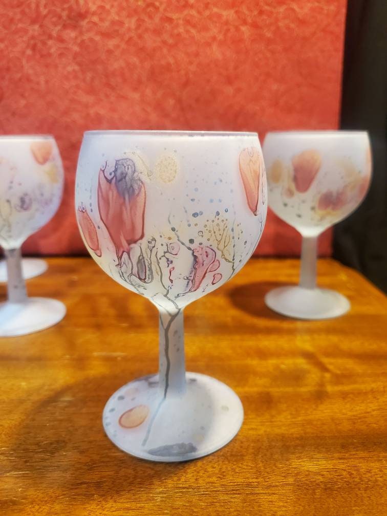 6 Vintage Reuben by Nouveau Art Glass Hand Painted - Etsy