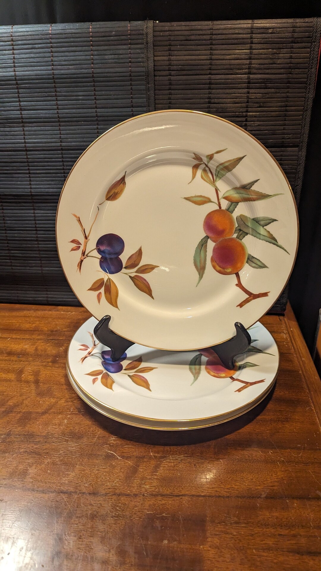 3 Vintage, Evesham Gold, Royal Worcester, Dinner Plates, Various Fruit ...