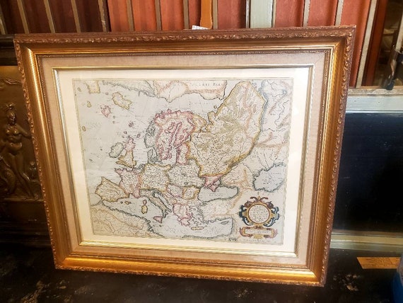 Vintage Print Framed Map of Europe From The Mercator - Etsy